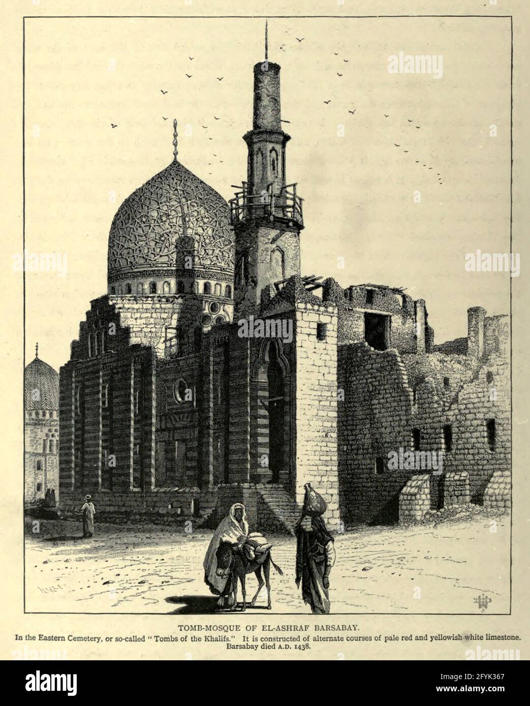 Wood engraving of TOMB-MOSQUE OF EL-ASHRAF BARSABAY from 'Picturesque ...