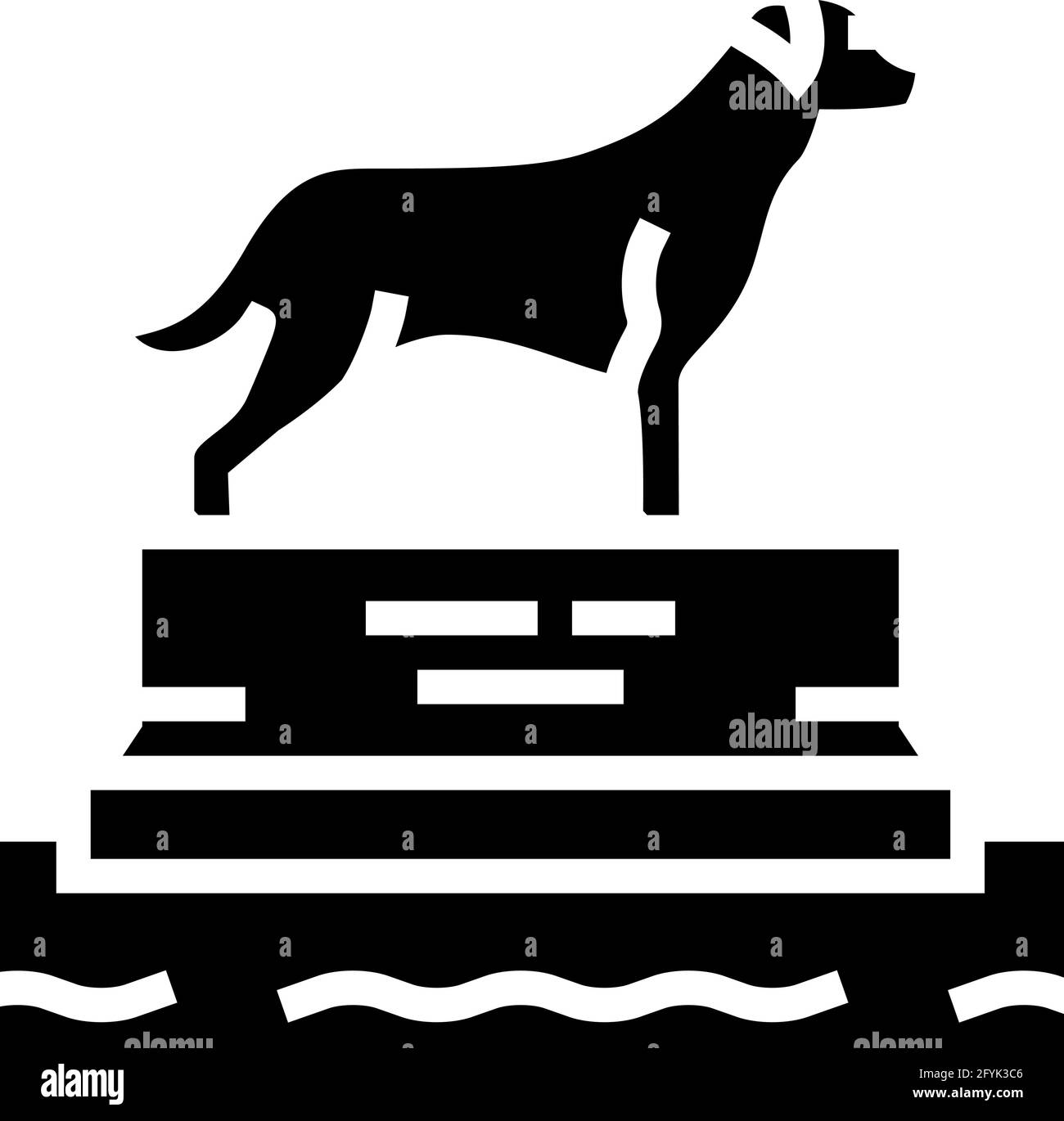 dead dog pedestal glyph icon vector illustration Stock Vector Image ...