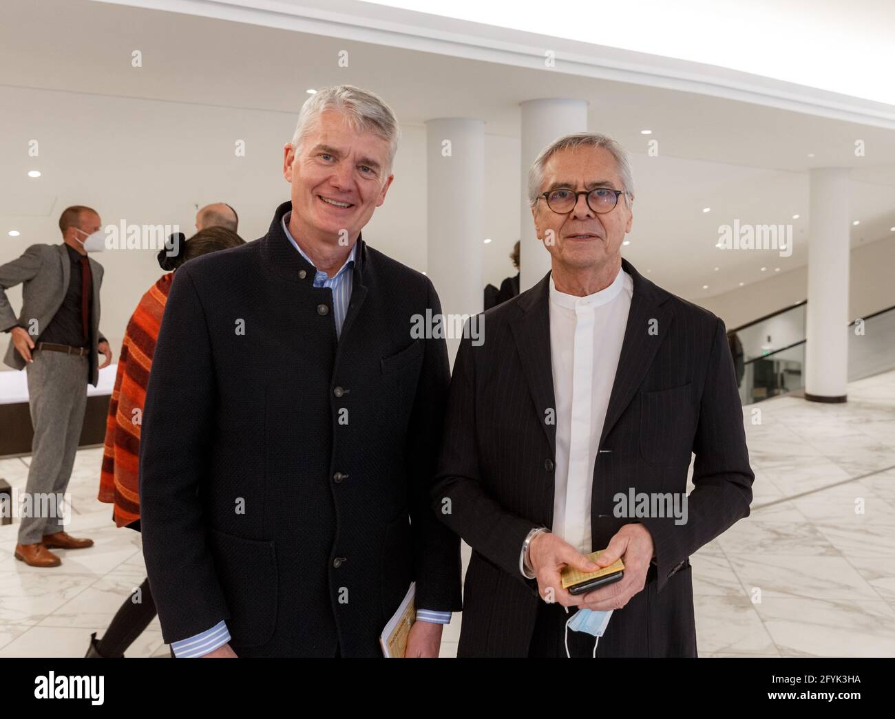 Hamburg, Germany. 28th May, 2021. Choreographer John Neumeier (r) and ...
