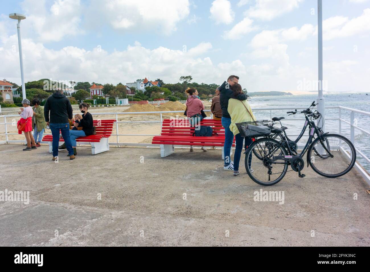 Arcachon, France, Small Group People, Tourists Visiting, Beach Scenes ...