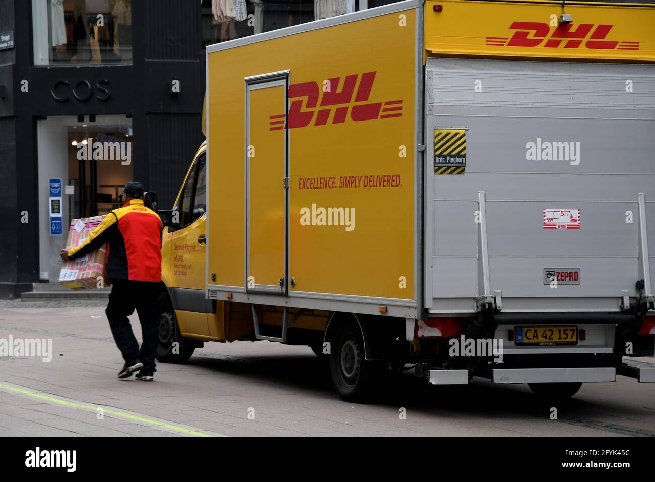 Copenhagen, Denmark. 28 May 2021, DHL service partner of DHL delivery ...