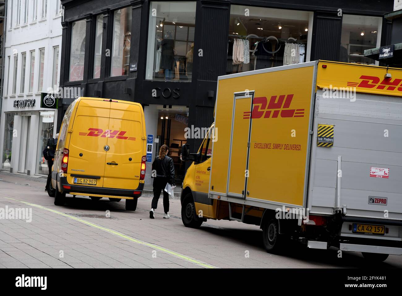 Copenhagen, Denmark. 28 May 2021, DHL service partner of DHL delivery ...