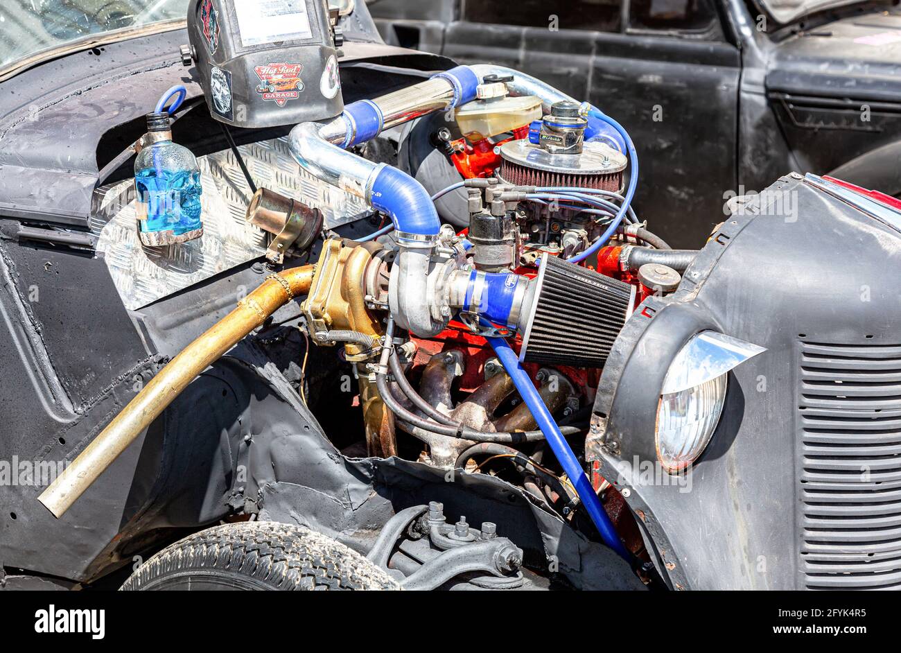 Samara, Russia - May 15, 2021: Tuned car engine of Hot Rod vehicle on ...