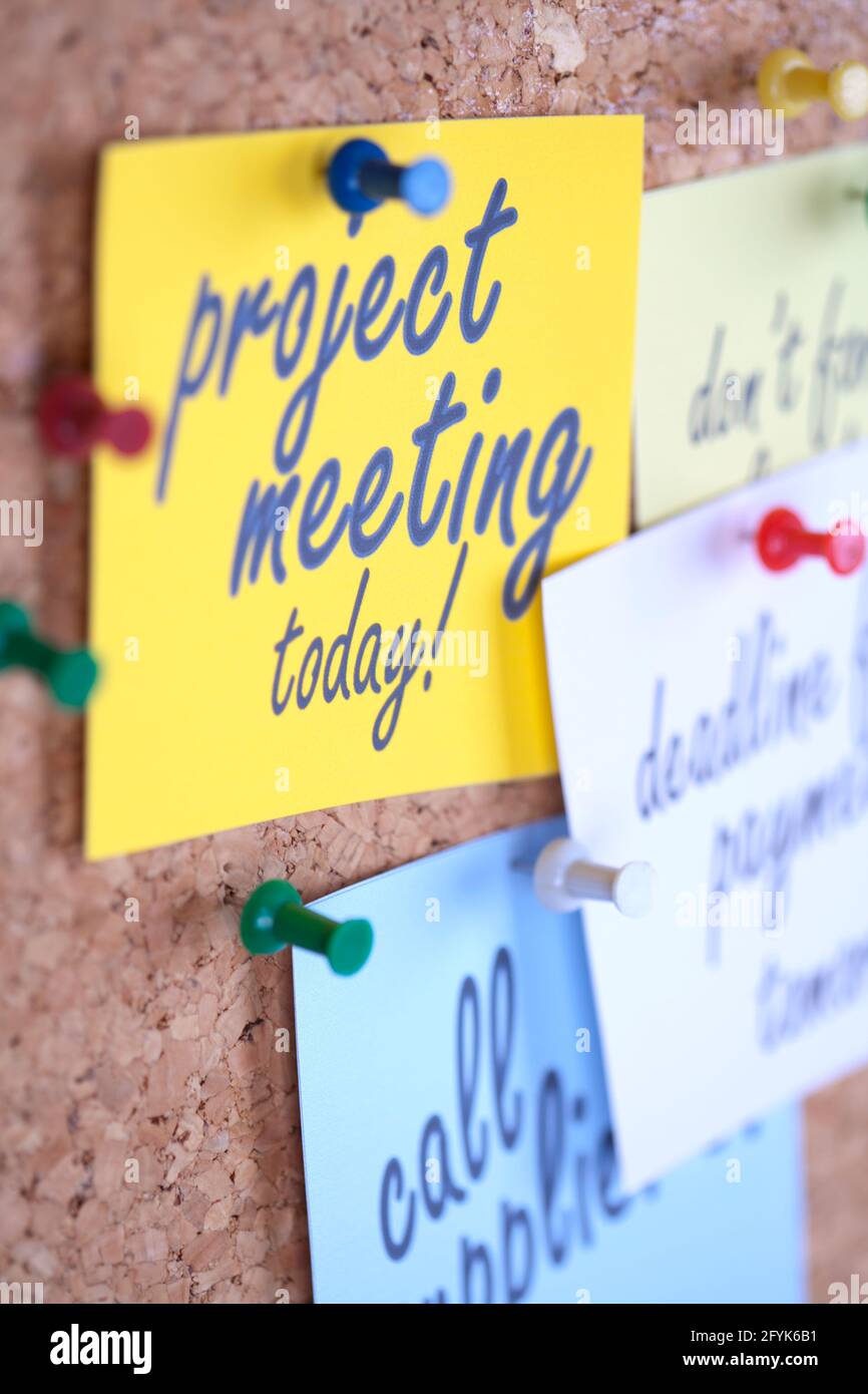 Reminders on board, business concept Stock Photo - Alamy