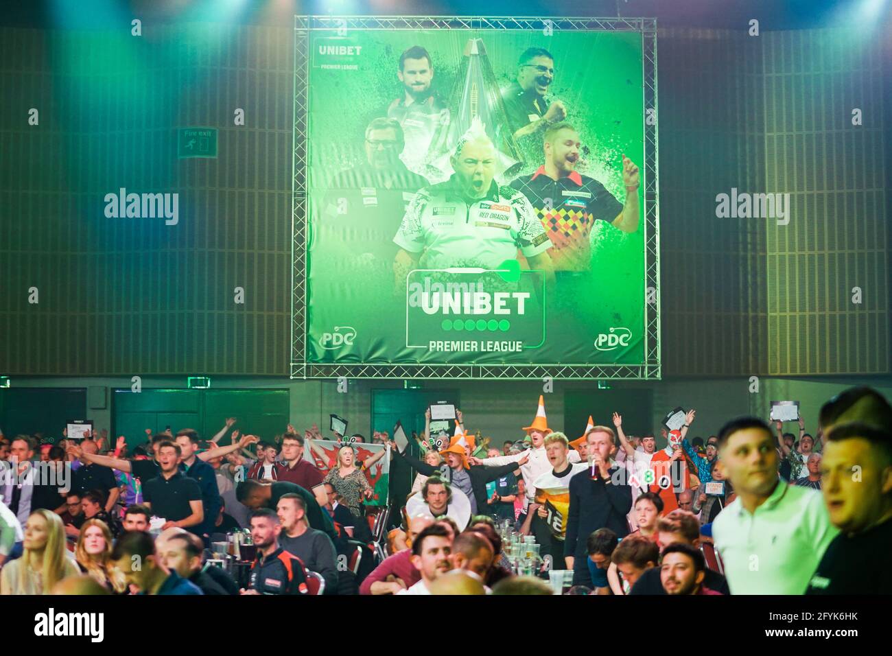 A general view of fans during the 2021 Unibet Premier League Play-Offs at the Marshall Arena ...
