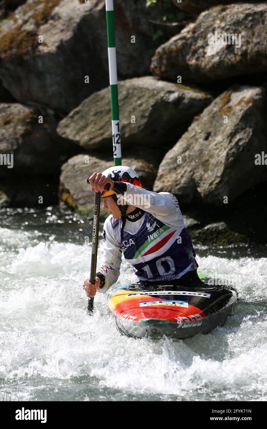 Elena APEL of Germany competes in the Women's Canoe (C1) semifinals ...