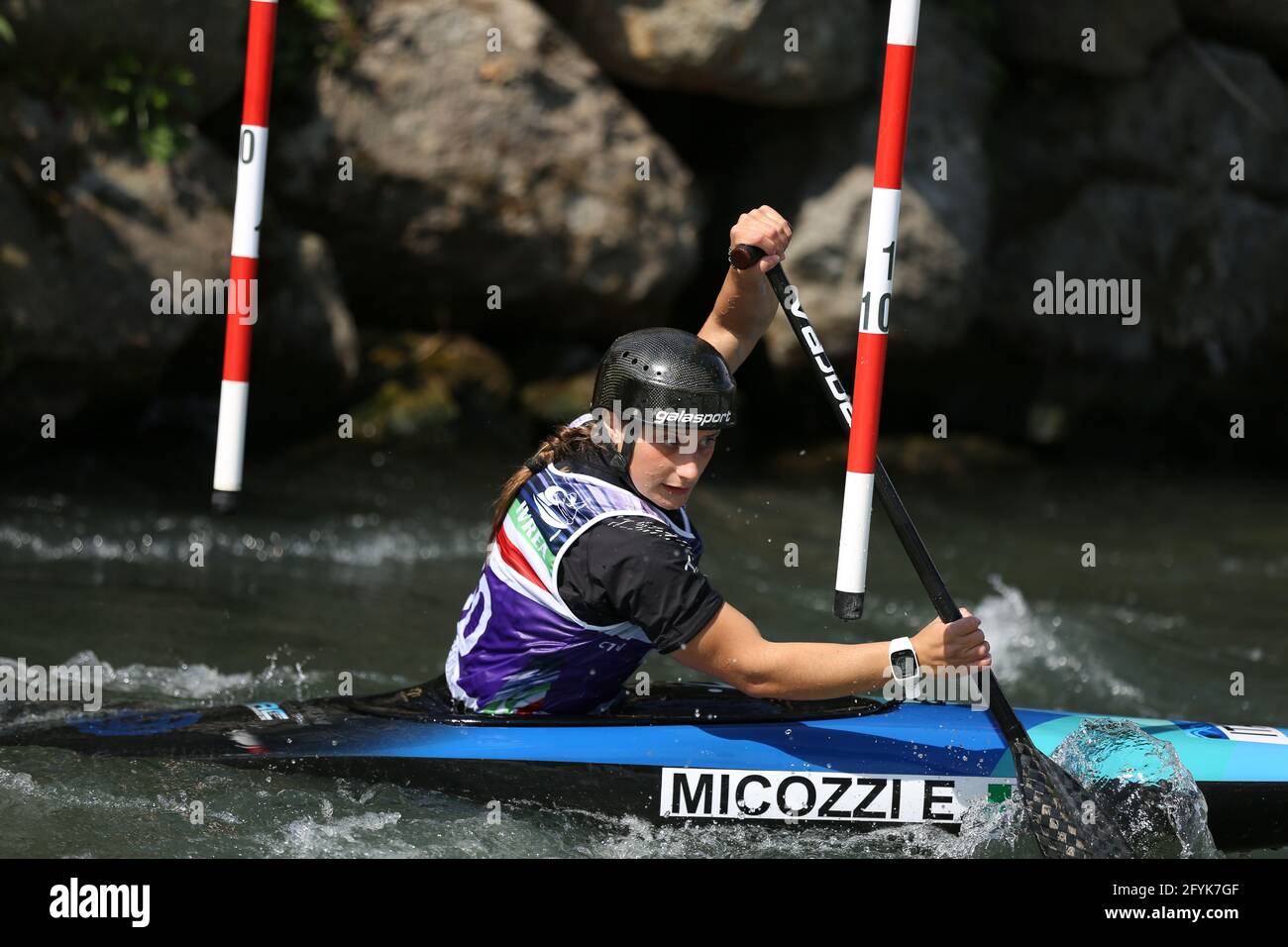 Elena MICOZZI of Italy competes in the Women's Canoe (C1) semifinals ...