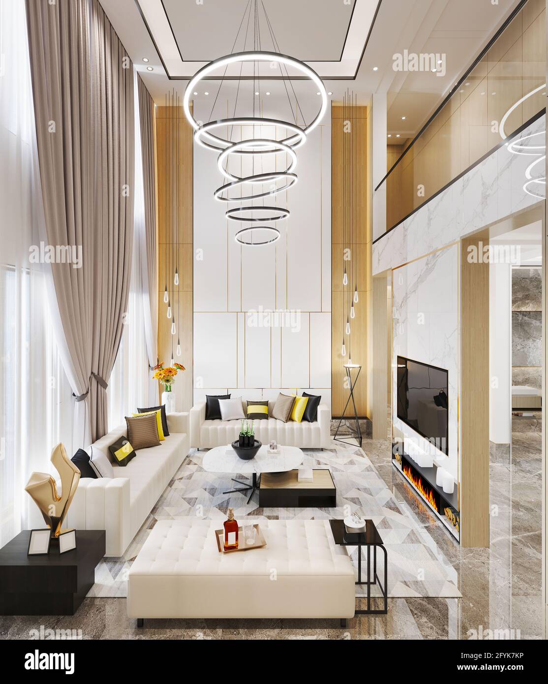 3d render of living room Stock Photo - Alamy