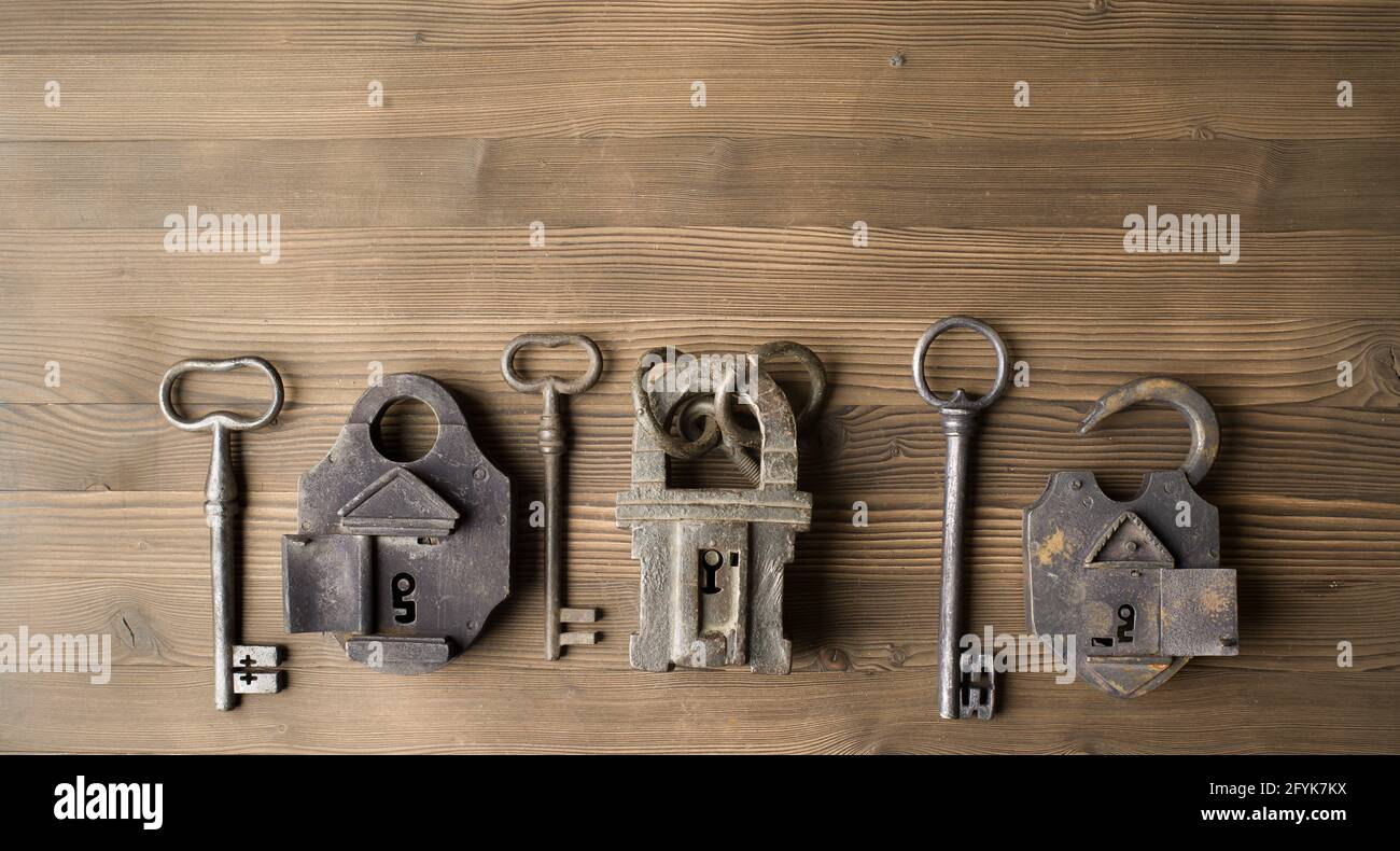 Lock and key banner 1800 Stock Photo - Alamy
