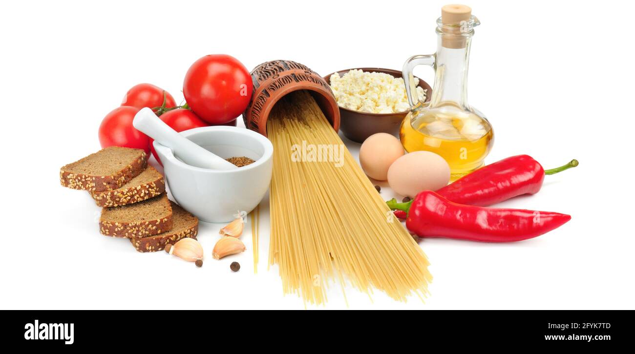 Set of natural products isolated on white background. Healthy food ...