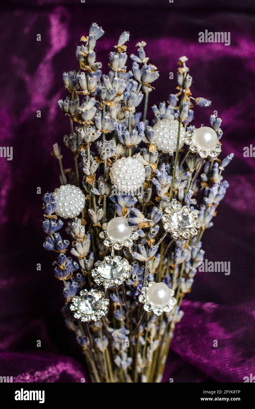 still life bouquet of lavender with jewels Stock Photo - Alamy