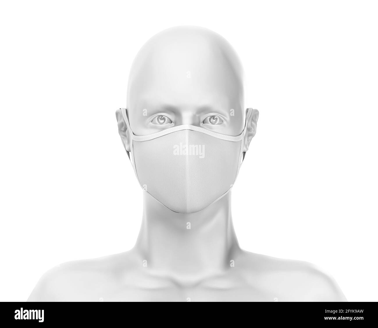 white face mask mockup, blank dust mask over white Mannequin 3d ...