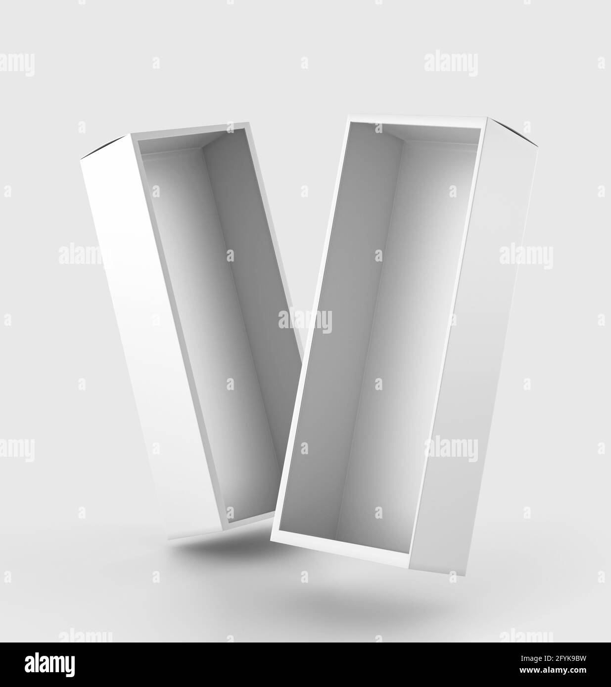 Open white box Mockup, blank carton container 3d rendering isolated on ...