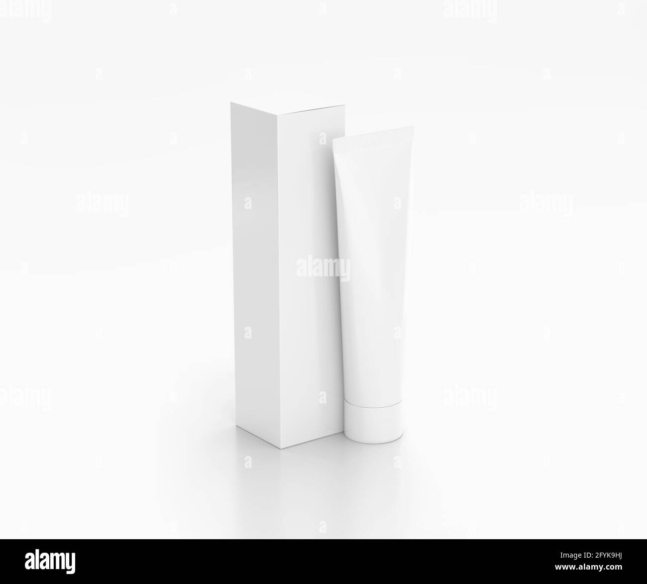 White Toothpaste Tube with Box, Blank Container 3D Rendering isolated ...