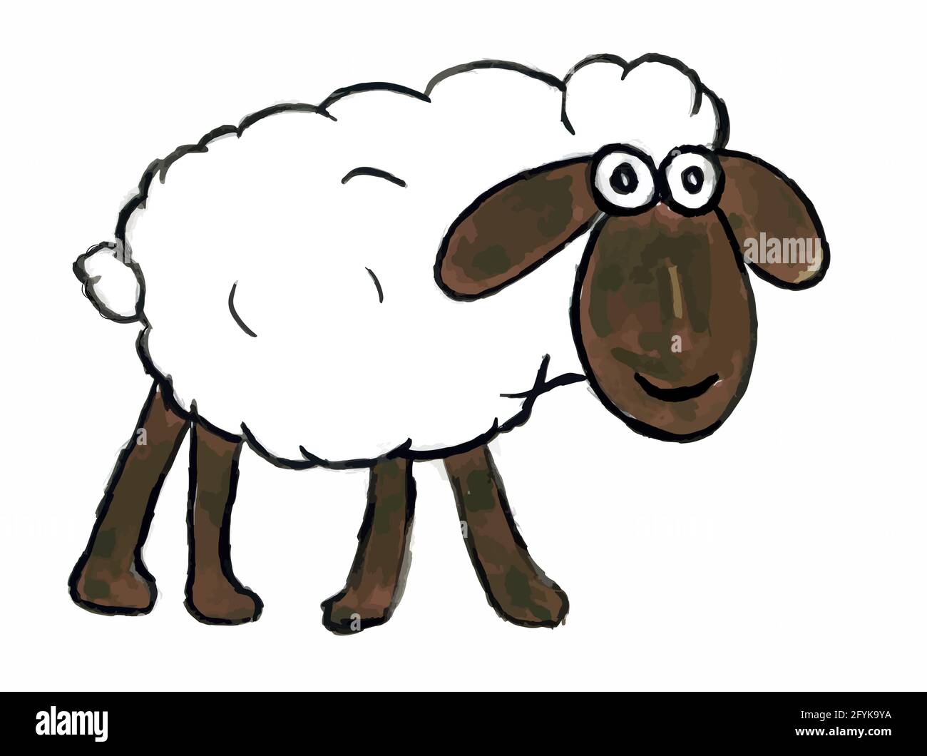 Illustration of a cartoon style sheep Stock Photo - Alamy