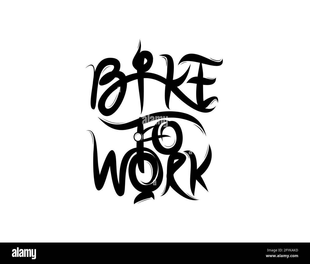 Bike To Work lettering text on white background in vector illustration ...