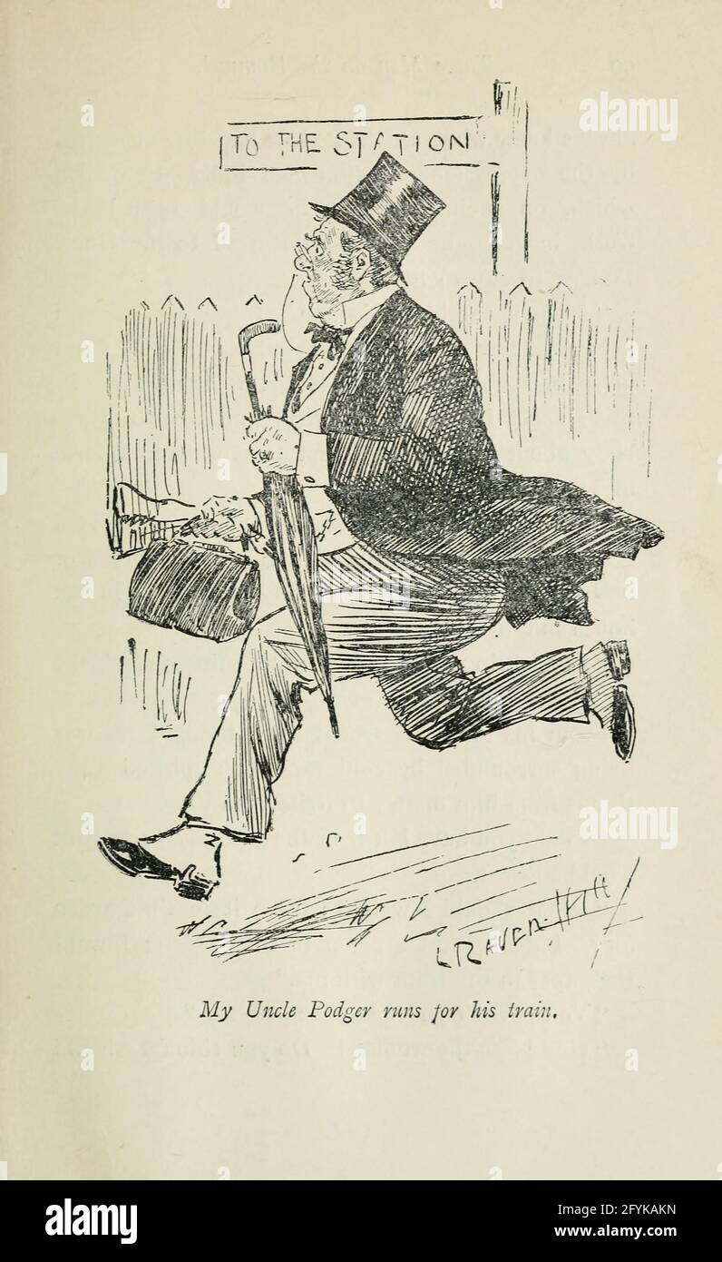 My Uncle Podger Runs for his train from the book ' Three men on the bummel ' Illustrated by L ...