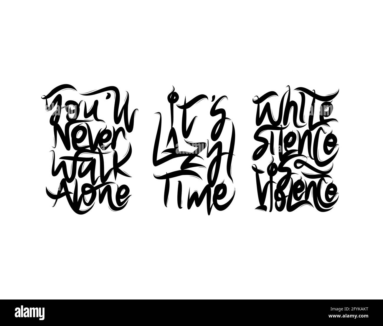 Set lettering text on white background in vector illustration Stock ...