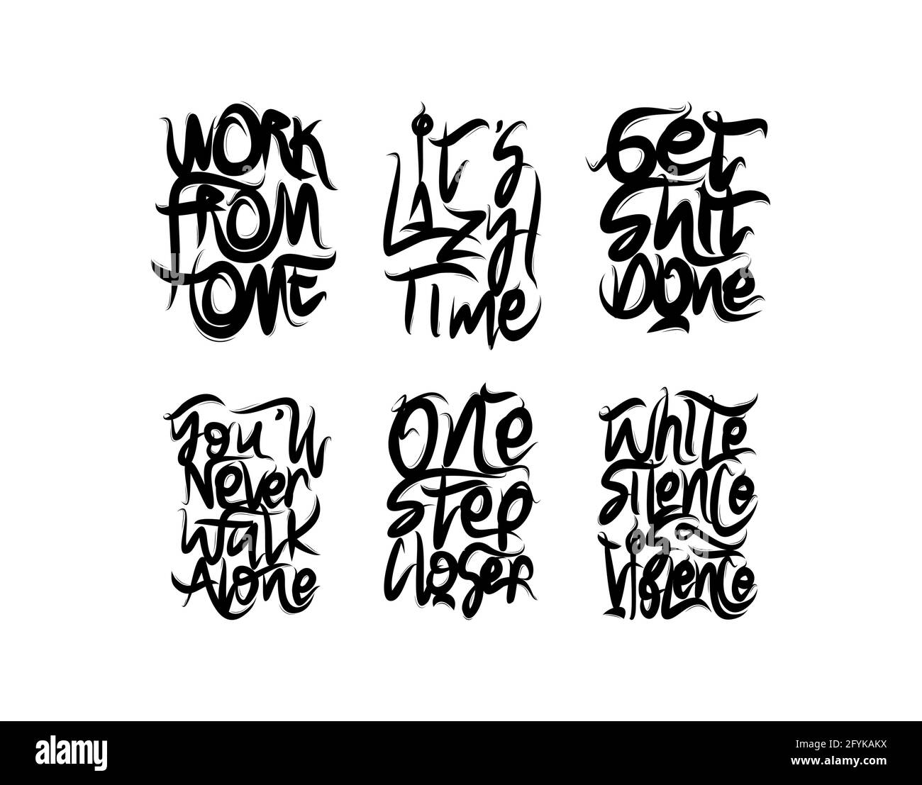 Set lettering text on white background in vector illustration Stock ...