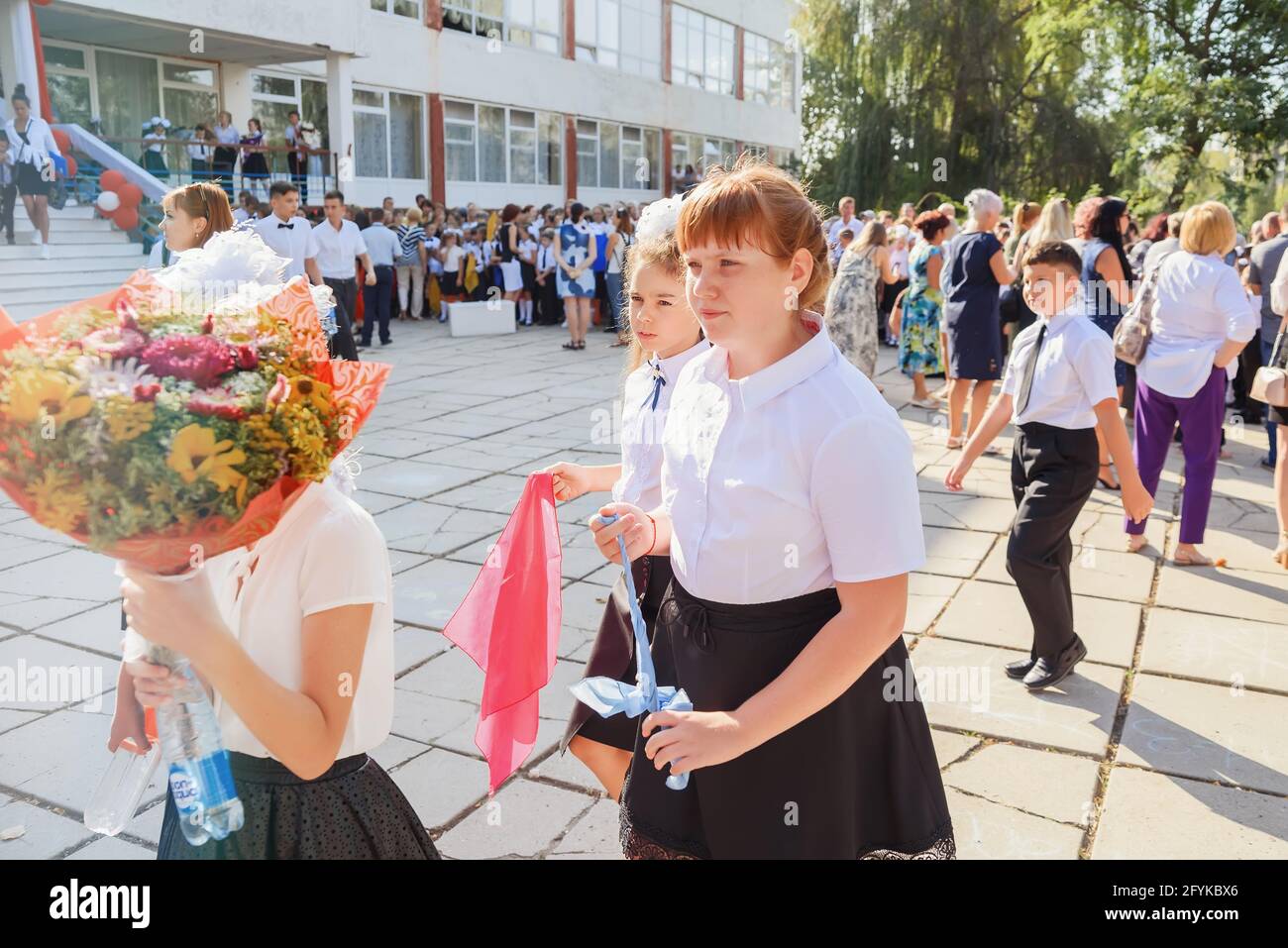Kerch Russia - September 1, 2020 - children go to school, first bell ...