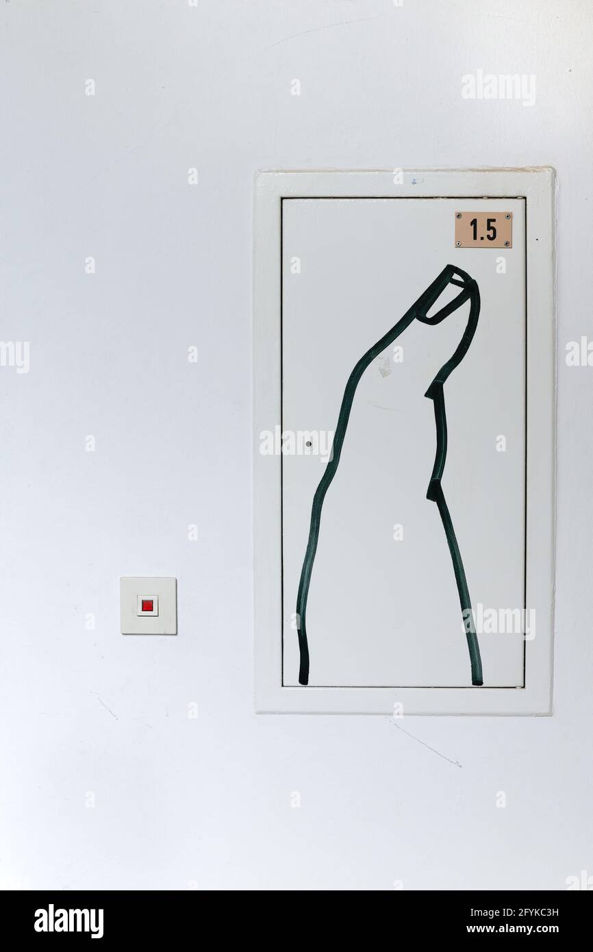 Finger on control box and light switch Stock Photo - Alamy