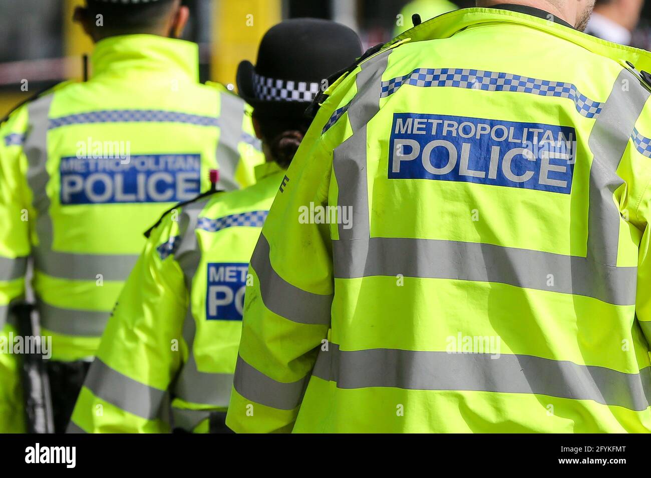 London, UK. 28th May, 2021. Police officers seen on a street in London ...