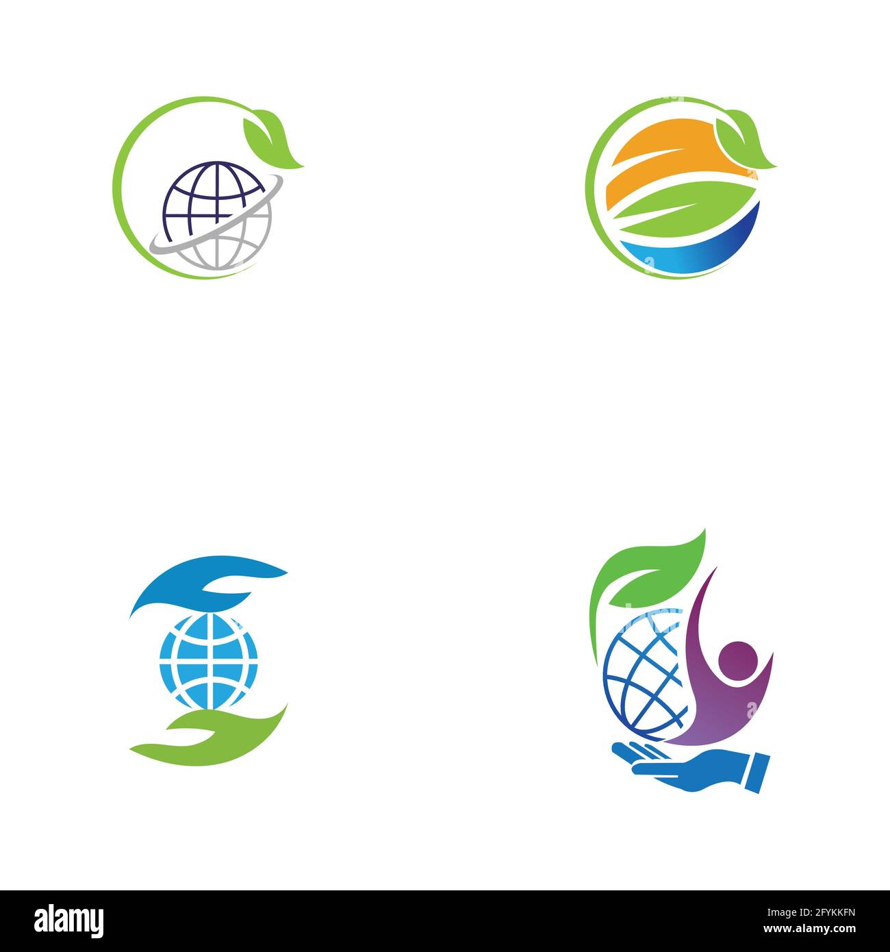 creative happy earth day logo set illustration design template Stock ...