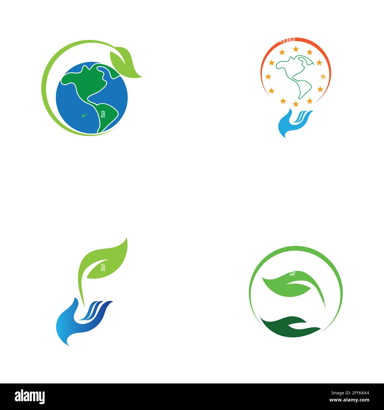 creative happy earth day logo set illustration design template Stock ...