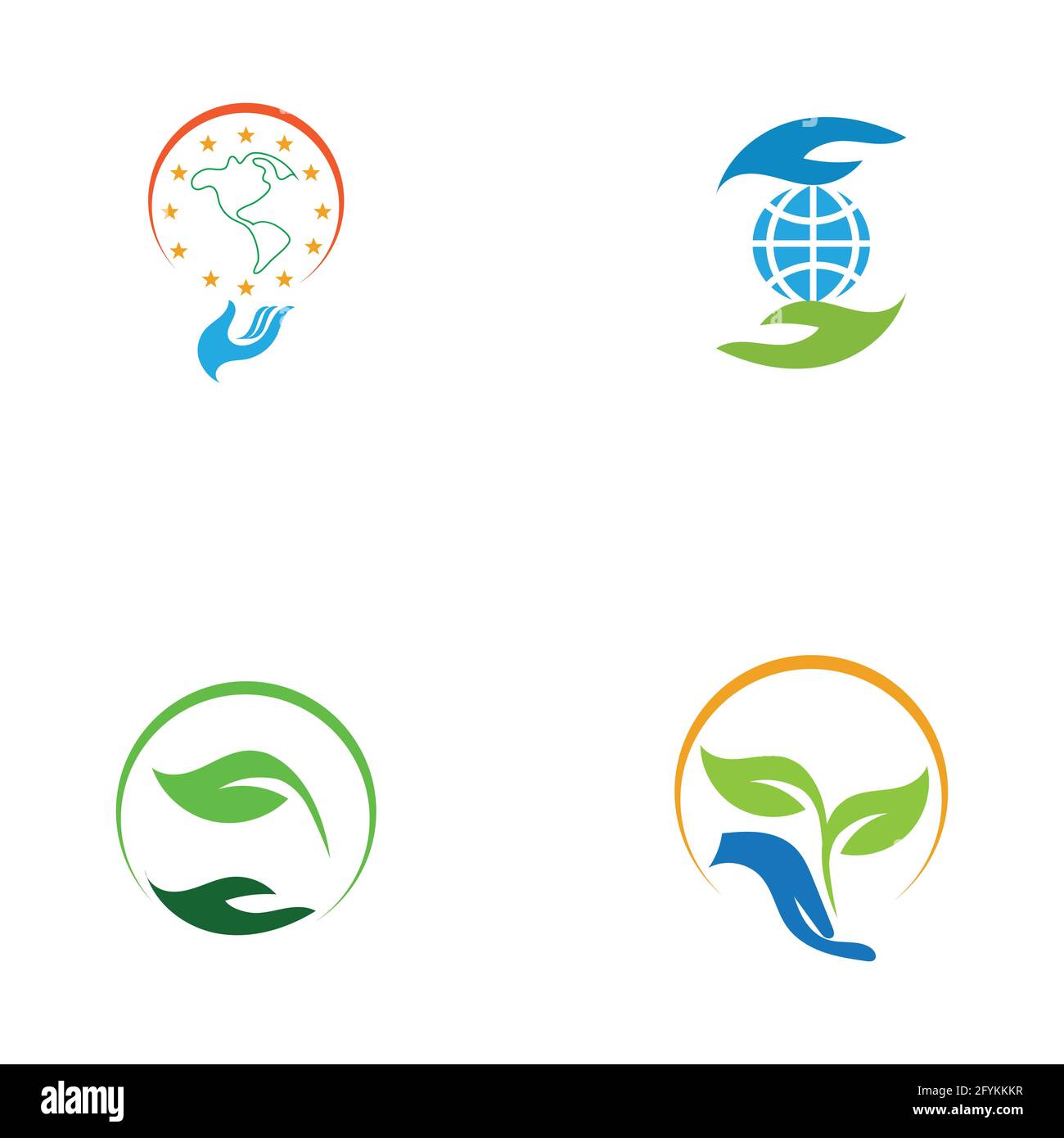 creative happy earth day logo set illustration design template Stock ...