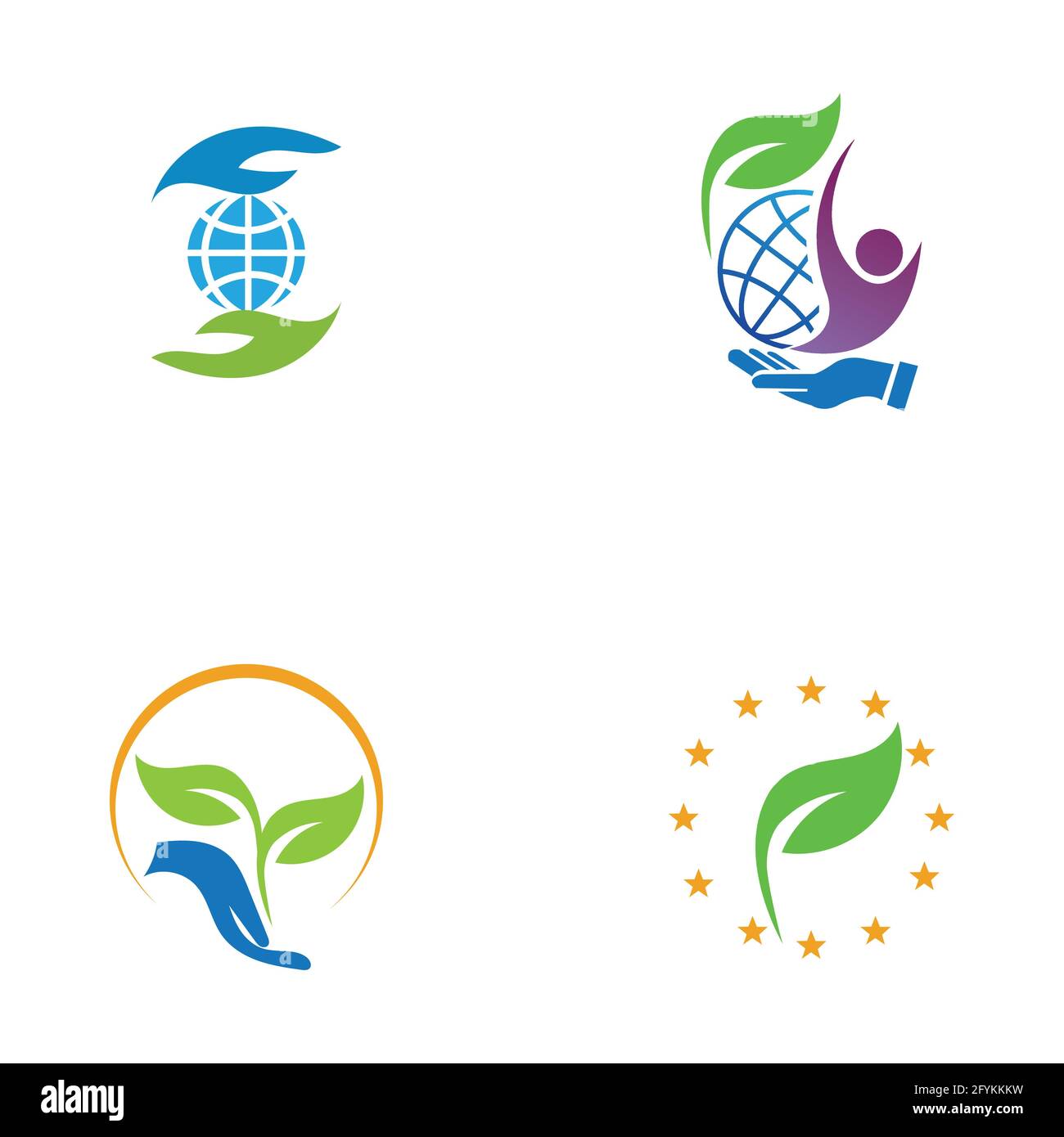 creative happy earth day logo set illustration design template Stock ...