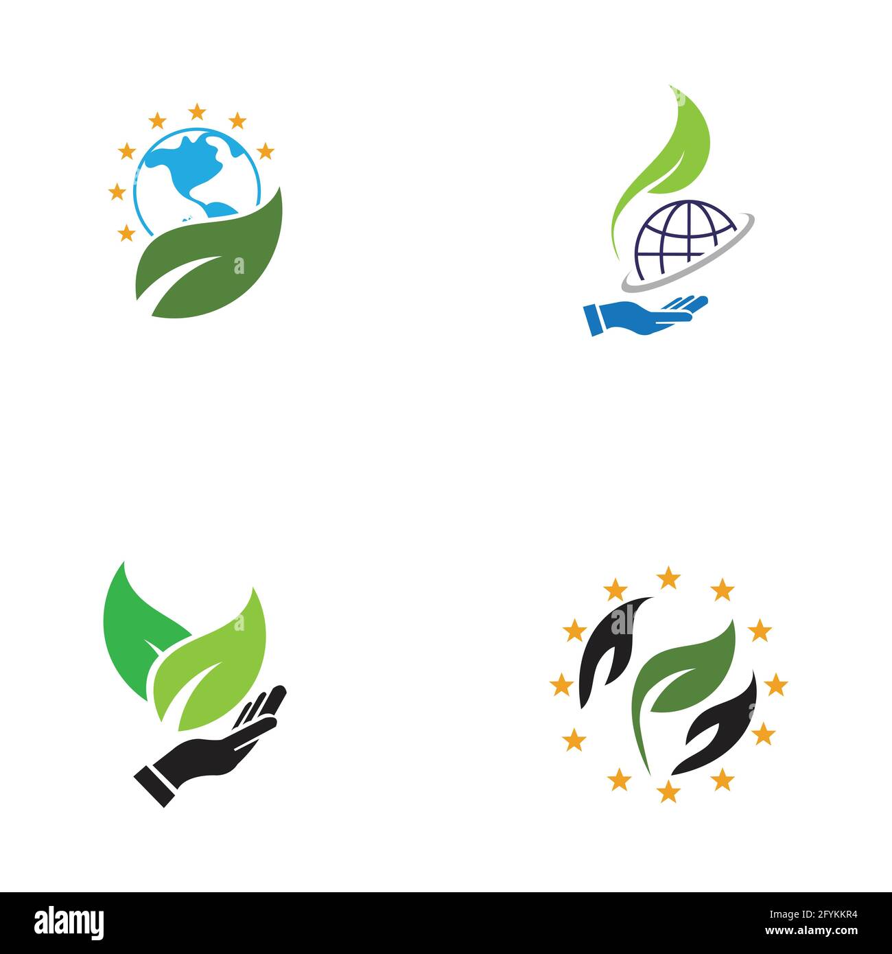 creative happy earth day logo set illustration design template Stock ...