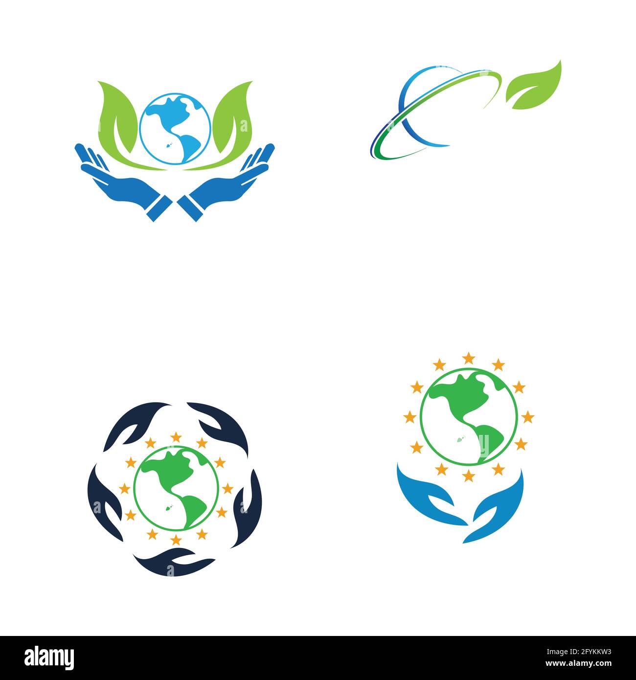 creative happy earth day logo set illustration design template Stock ...