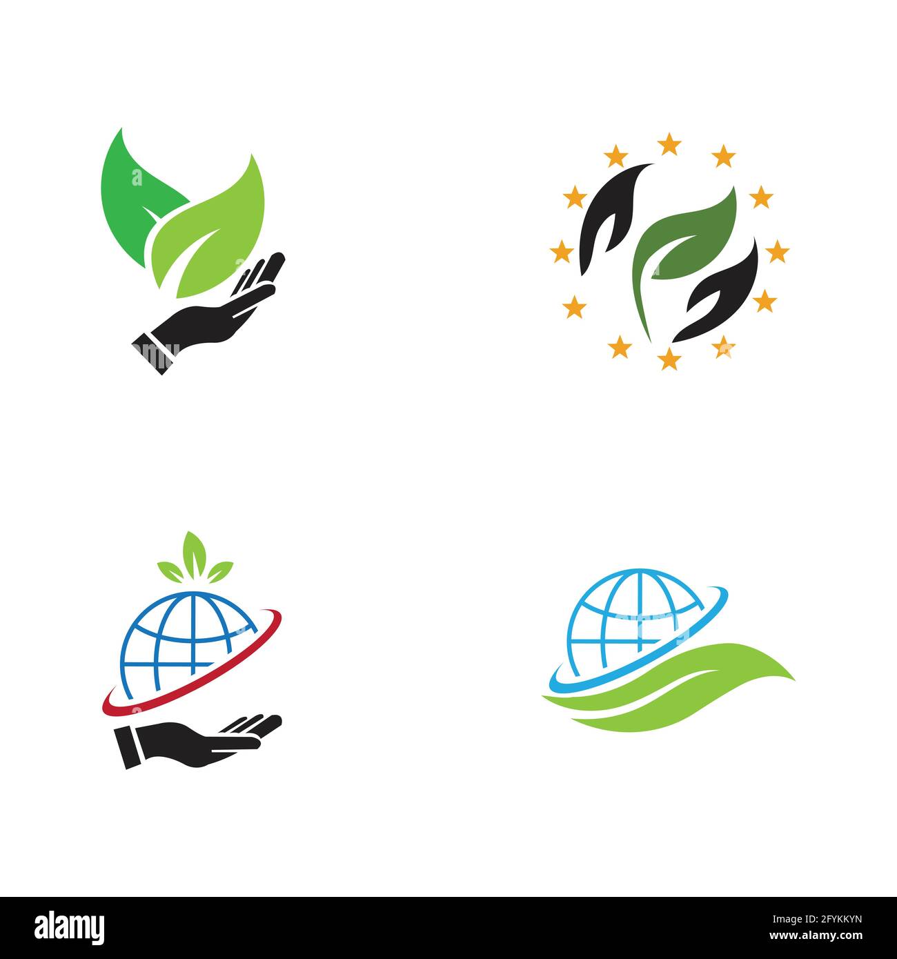 creative happy earth day logo set illustration design template Stock ...