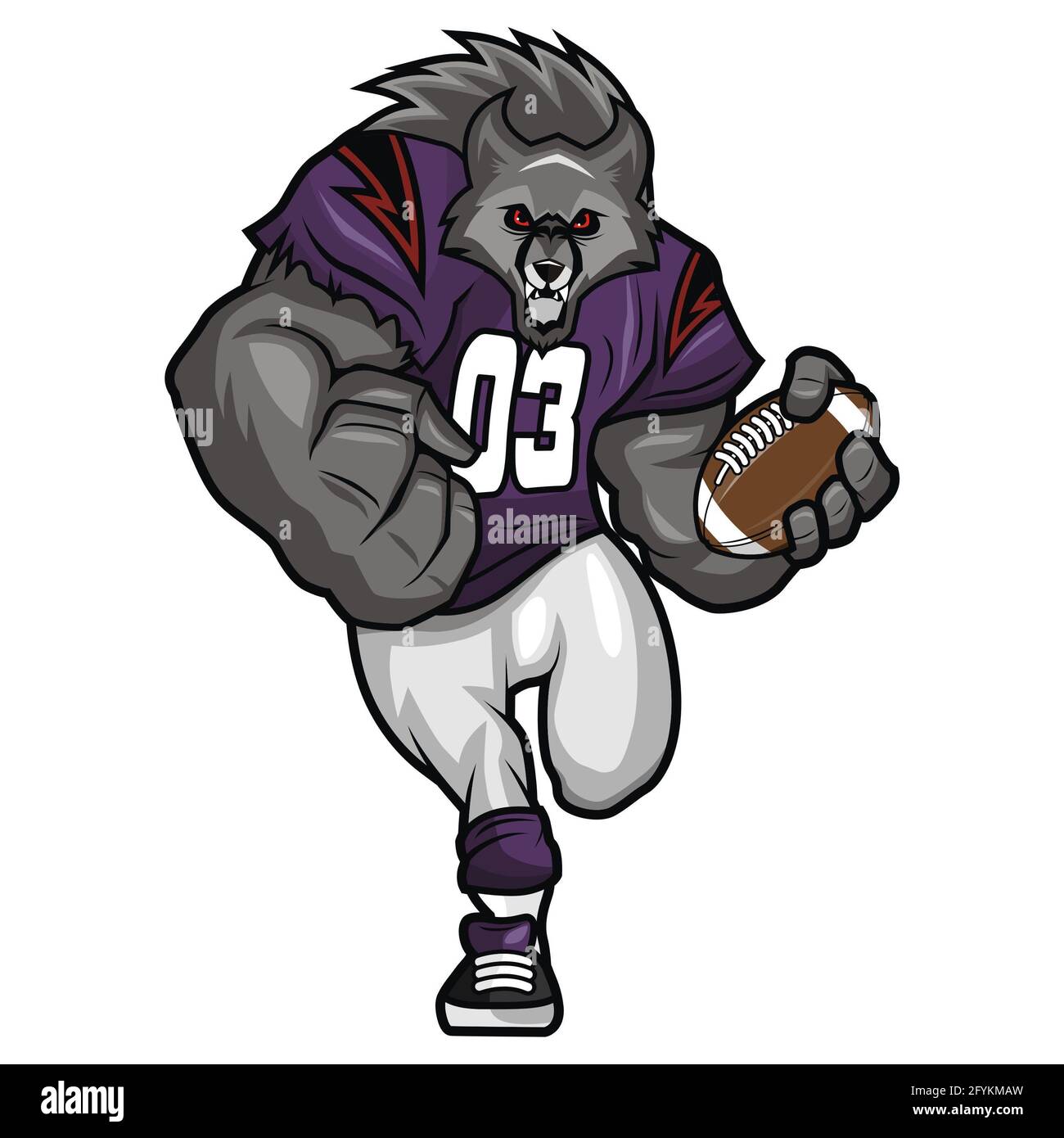 American Football character mascot design with Big Bad Wolf theme, for ...