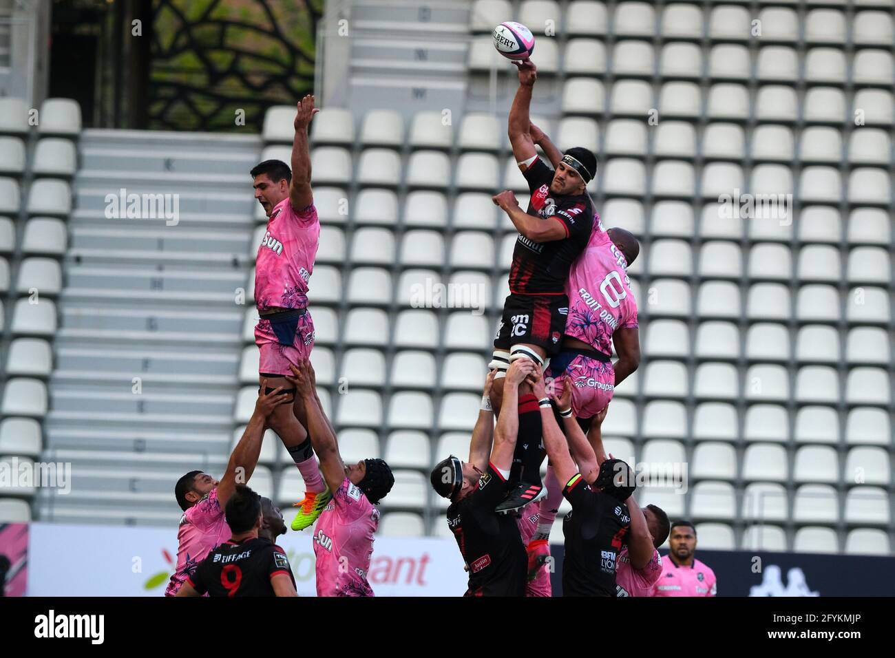 Paris, France. 29th May, 2021. Lyon Flanker DYLAN CRETIN in action ...