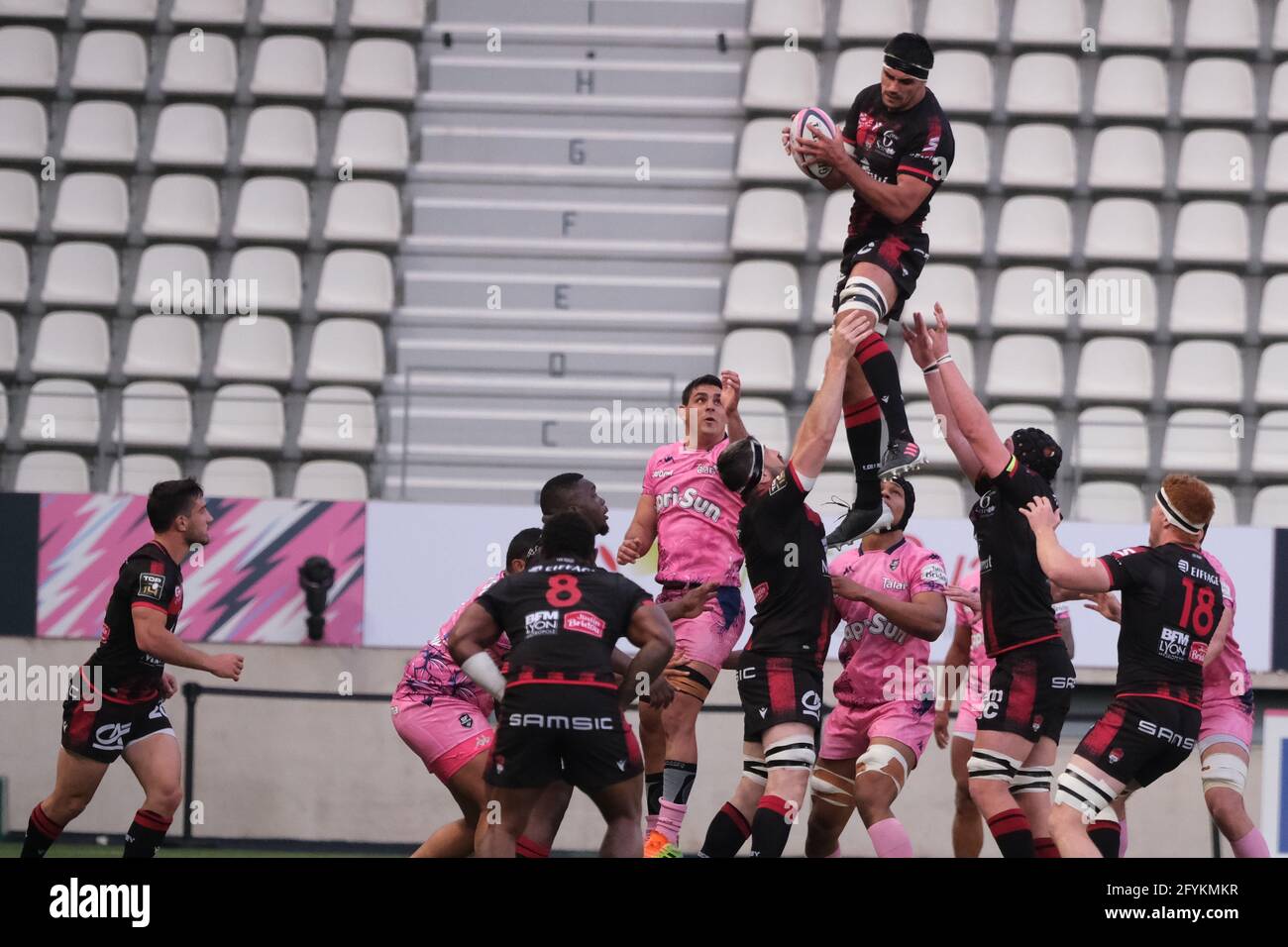 Paris, France. 29th May, 2021. Lyon Flanker DYLAN CRETIN in action ...