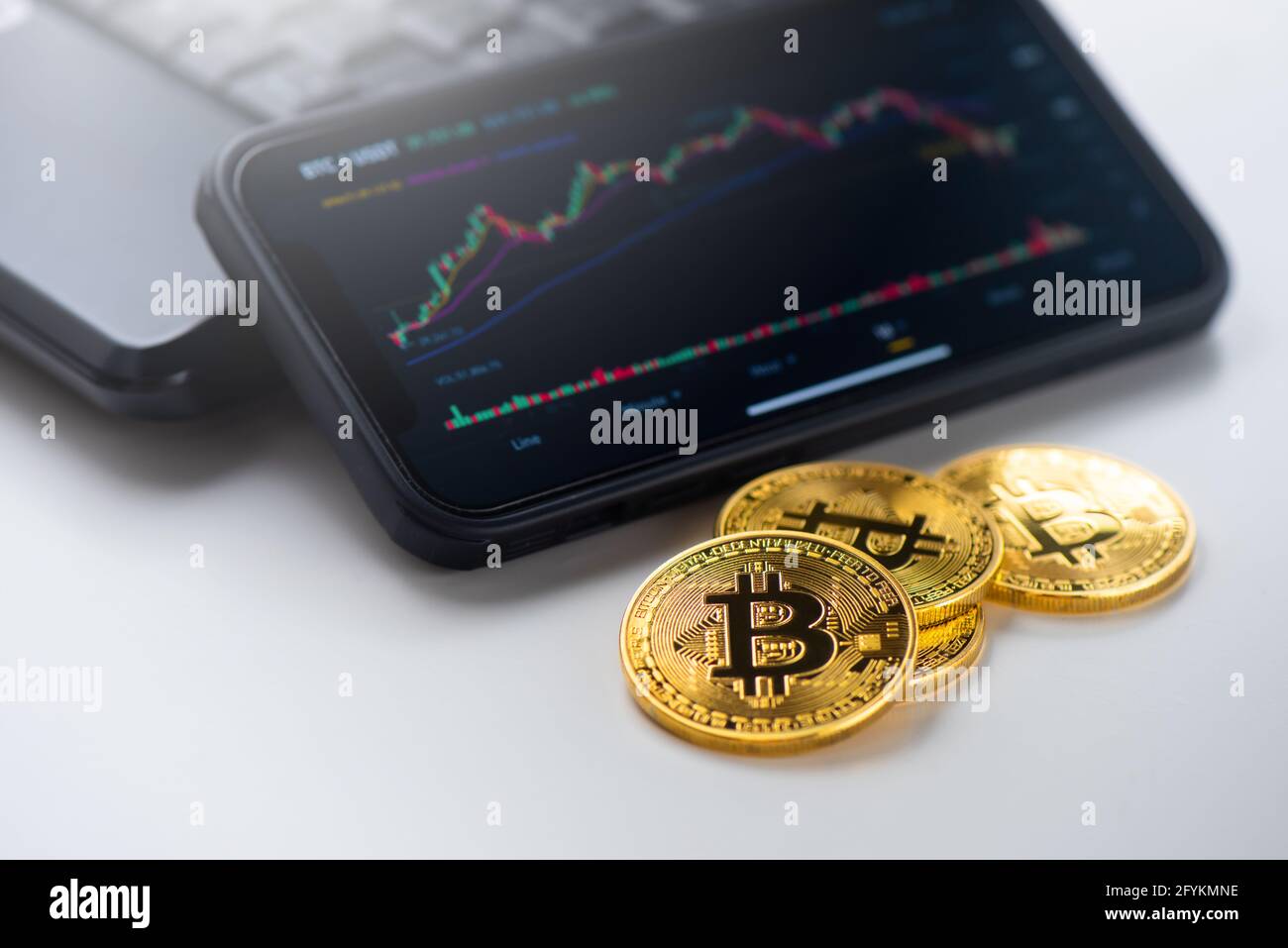 Close up golden coin with bitcoin symbol, bitcoin is one of the most ...
