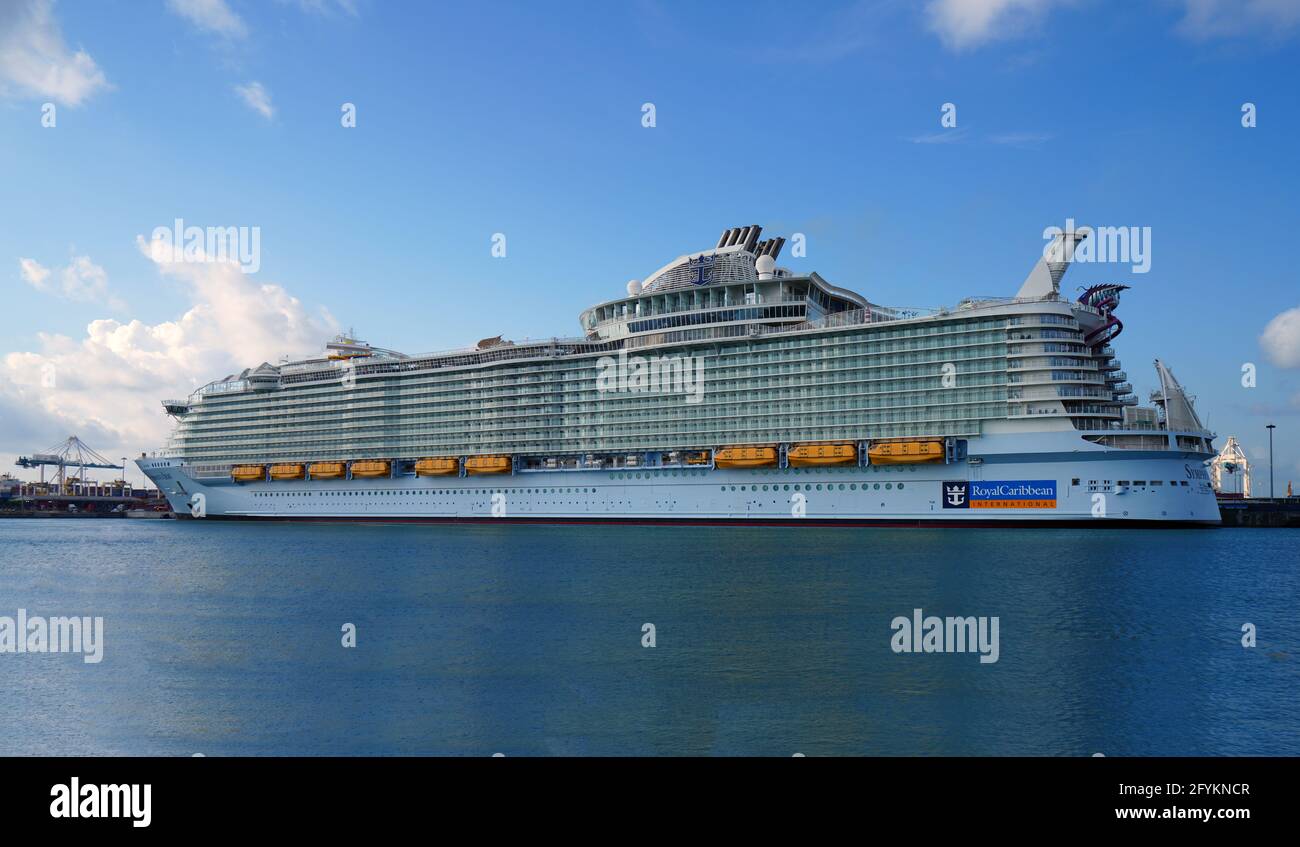 MIAMI BEACH, FL -23 APR 2021- View of the Royal Caribbean International ...