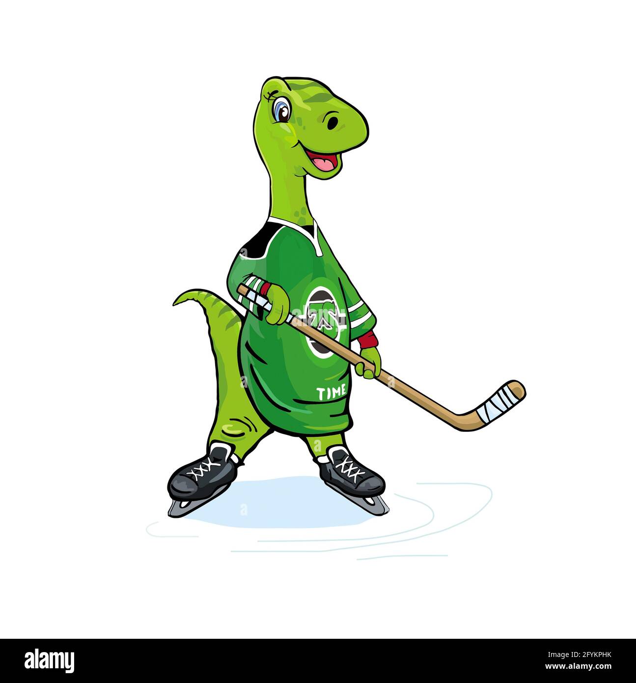 a mackot dinosaur T-REX playing in hockey isolated Stock Photo - Alamy