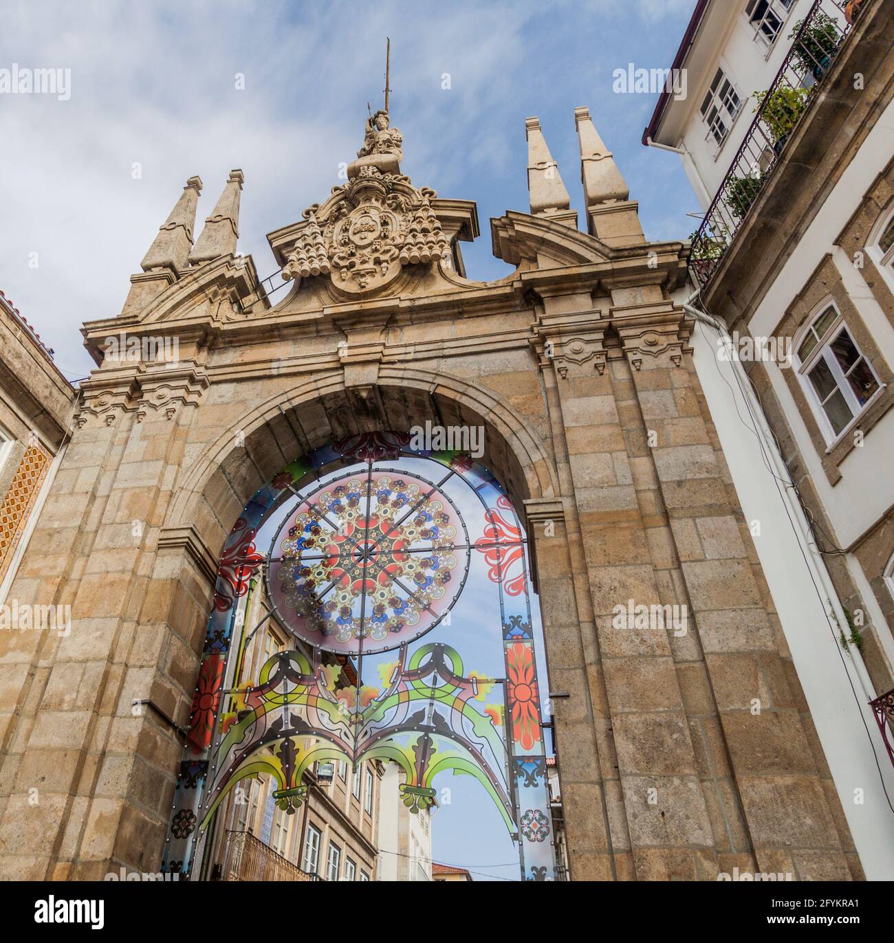 Arch of the New Gate Arco da Porta Nova in Braga, Portugal Stock Photo ...