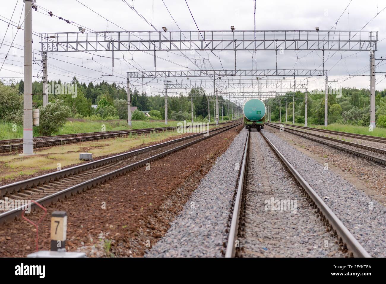 Tank cars on railway tracks. Individual tank cars stand on rails Stock ...
