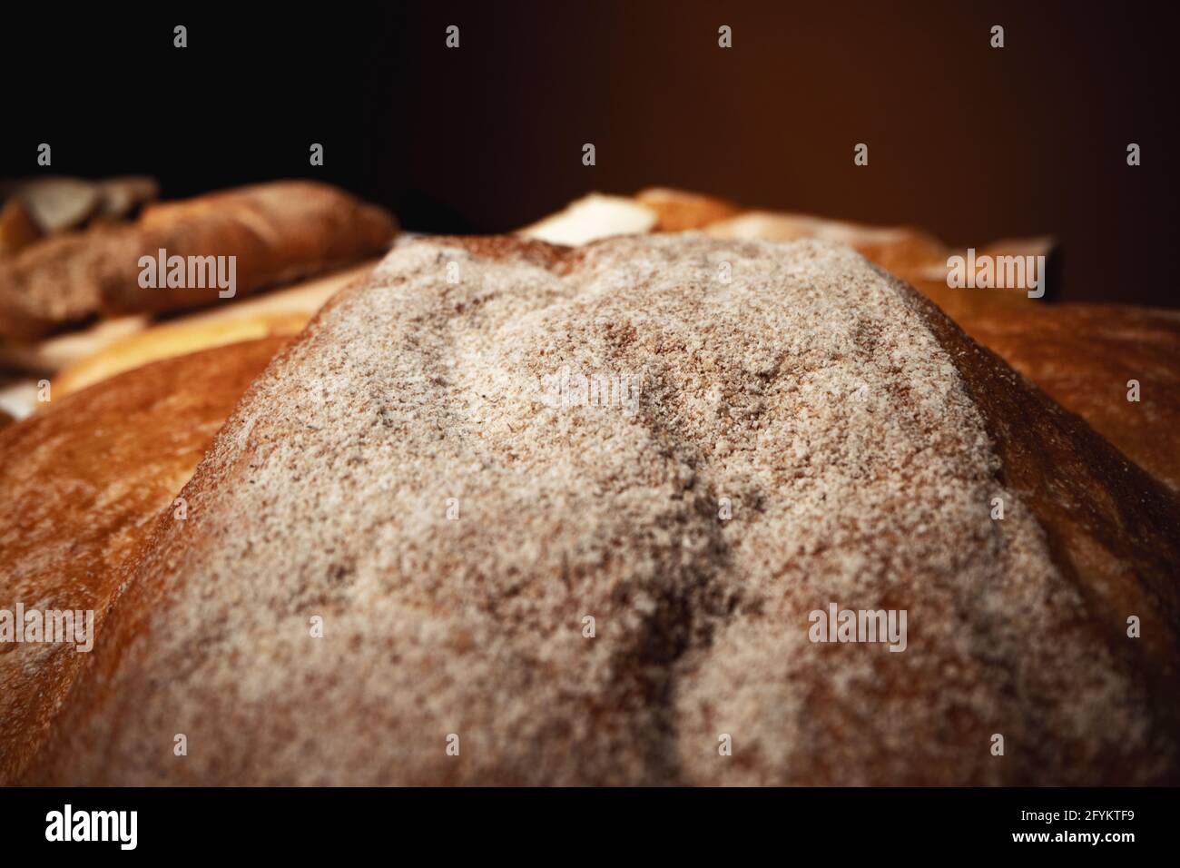 Macro shot of freshly baked bread loaf Stock Photo - Alamy