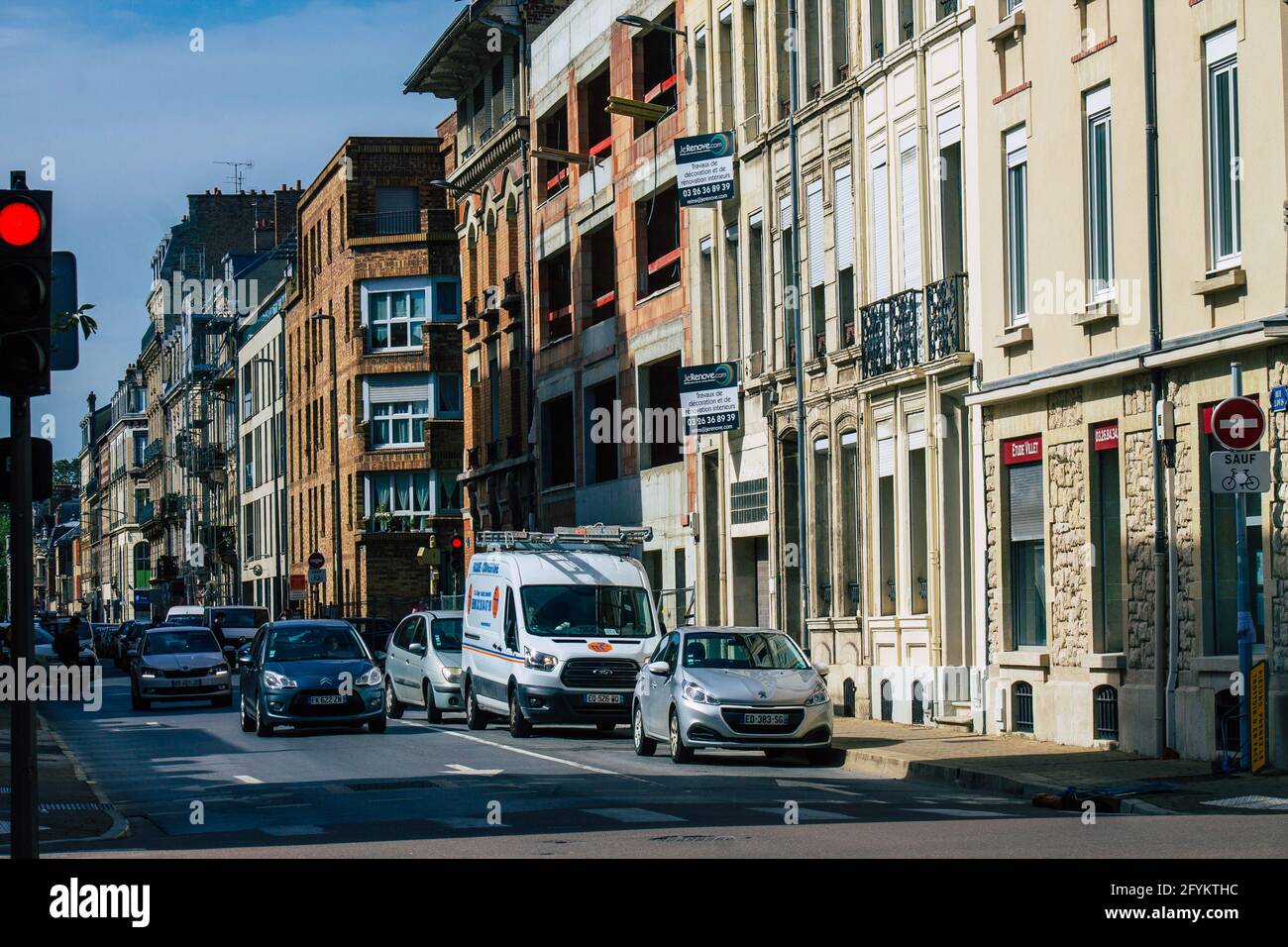 Reims France May 28, 2021 Urban landscape of the city of Reims, a city ...