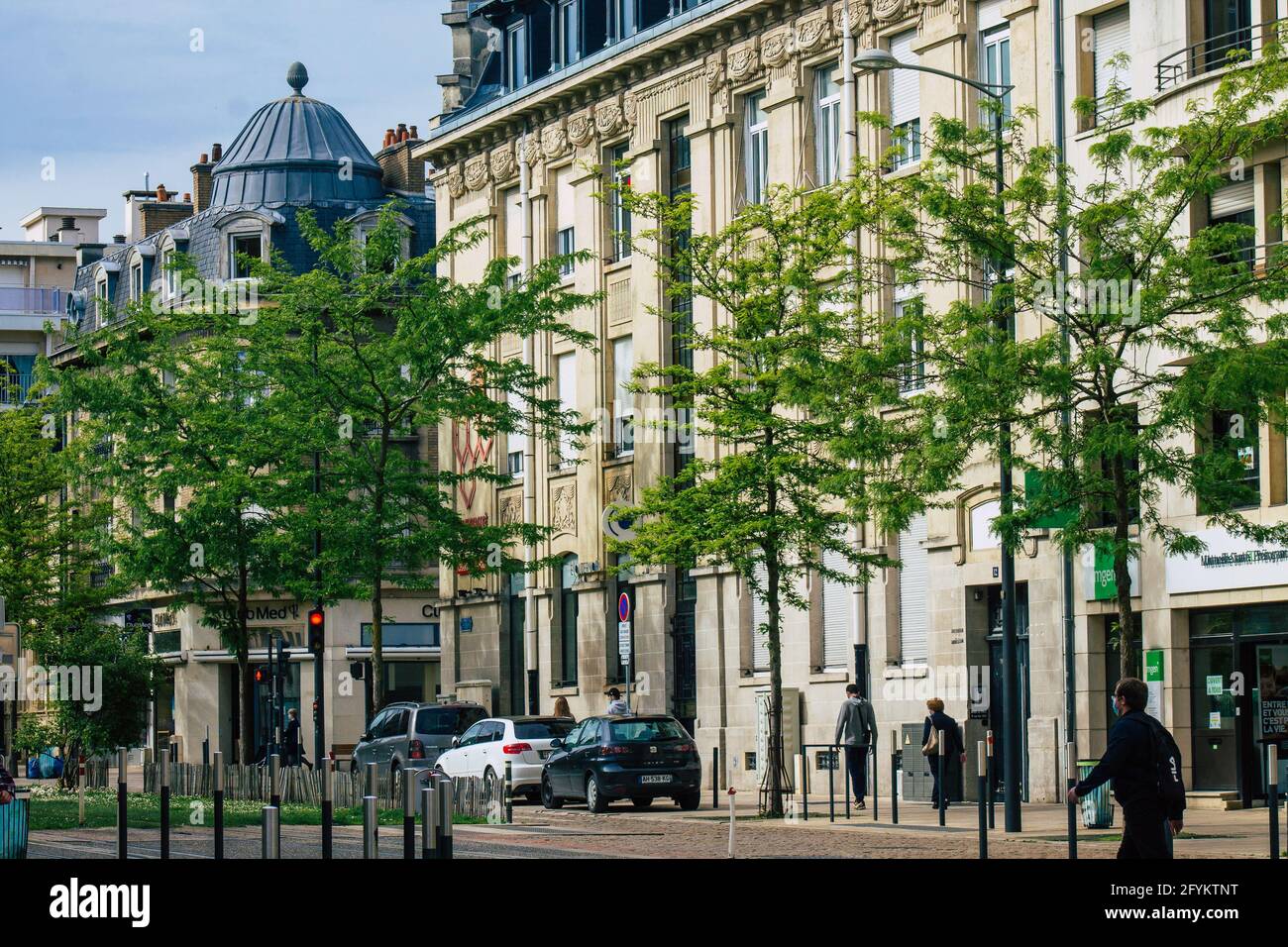 Reims France May 28, 2021 Urban landscape of the city of Reims, a city ...