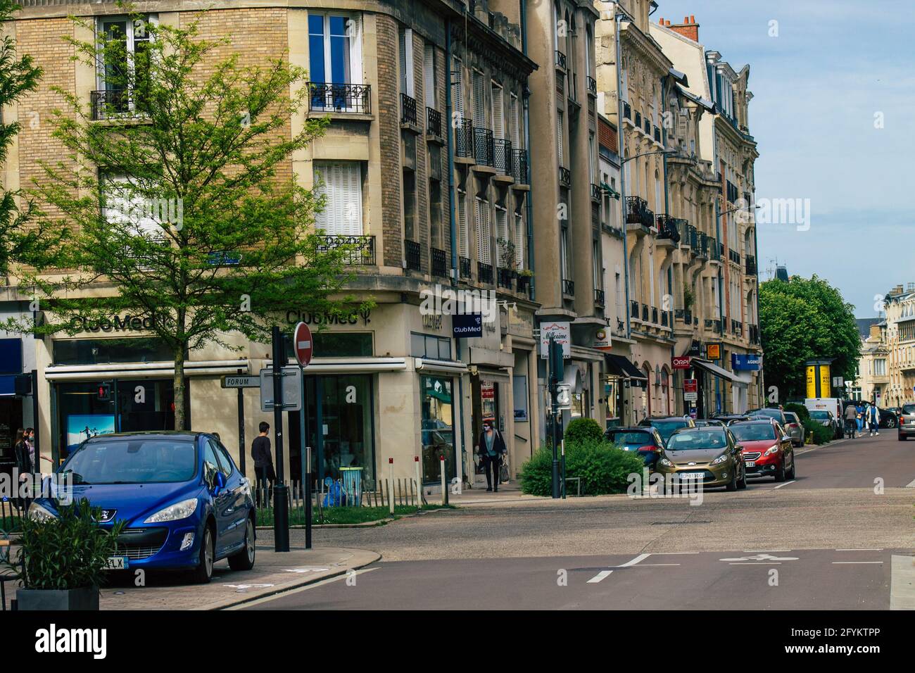 Reims France May 28, 2021 Urban landscape of the city of Reims, a city ...