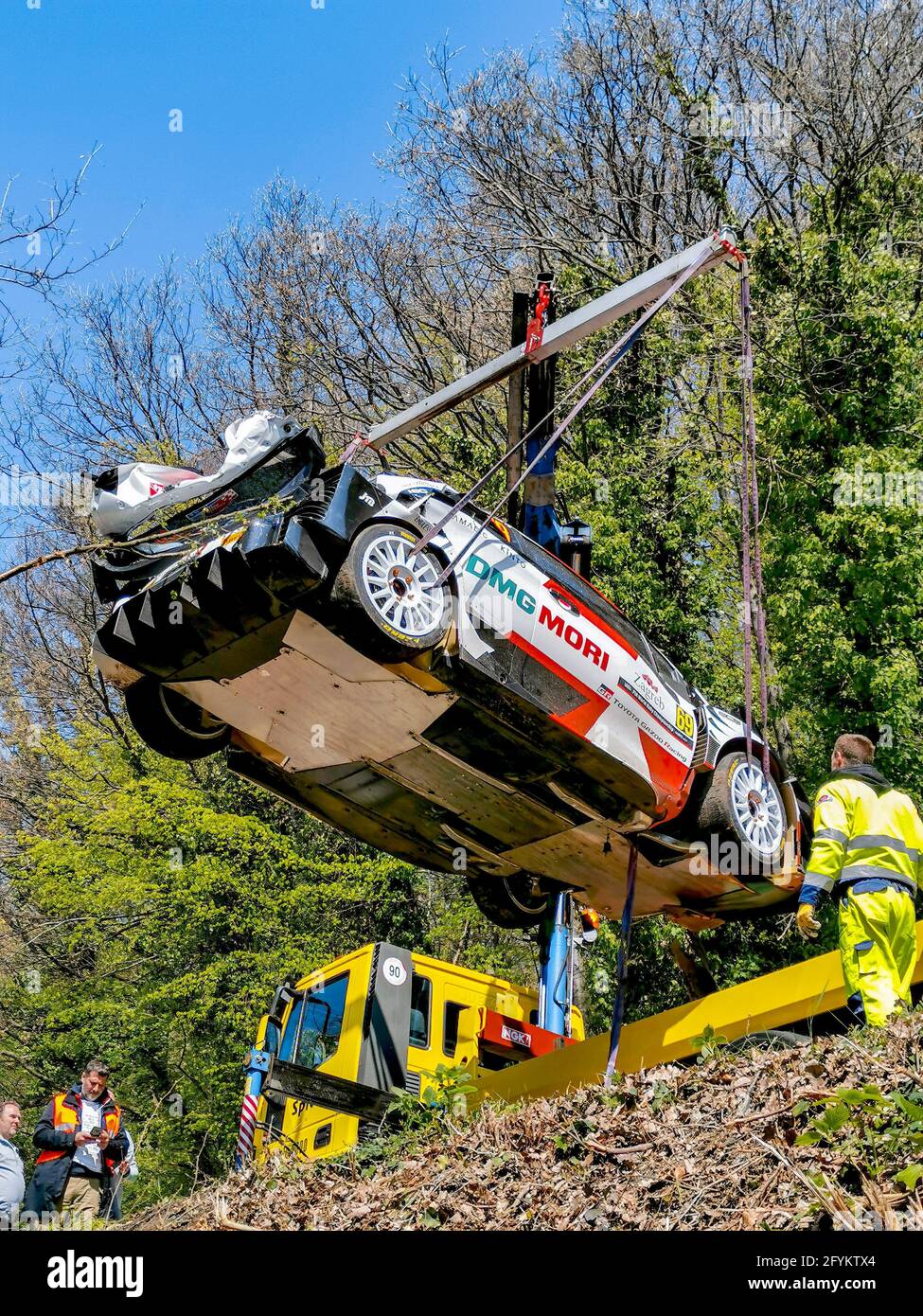ZAGREB, CROATIA - Apr 23, 2021: Crashed Toyota Yaris WRC driven by ...