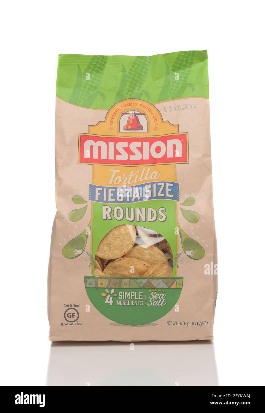 IRVINE, CALIFORNIA - 28 MAY 2021: A bag of Mission Tortilla Rounds corn ...