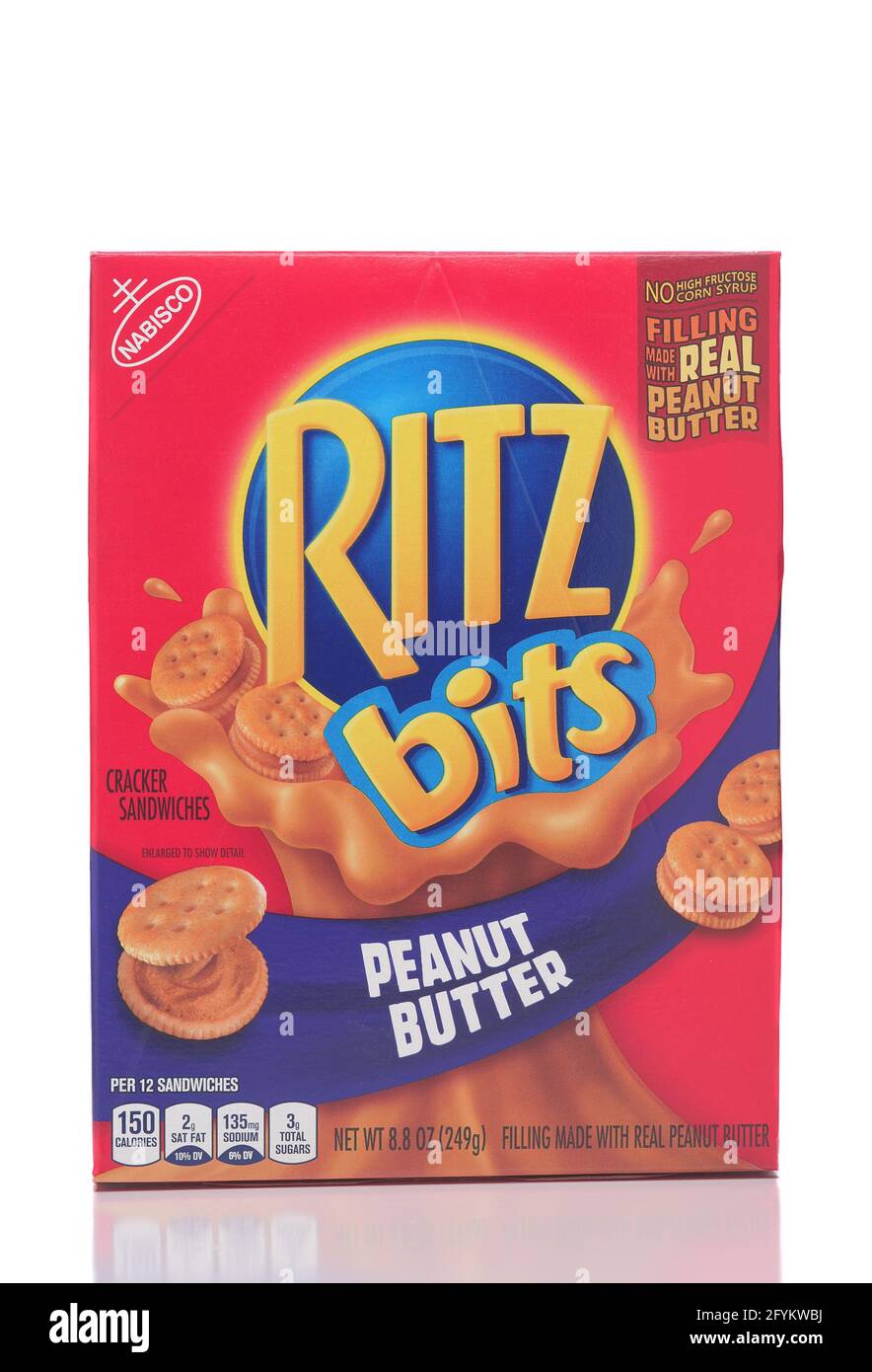 IRVINE, CALIFORNIA - 28 MAY 2021: A box of Ritz bits Peanut Butter ...