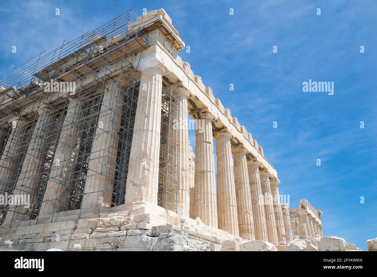 Parthenon, the temple of the Goddess Athena on the rock of the ...