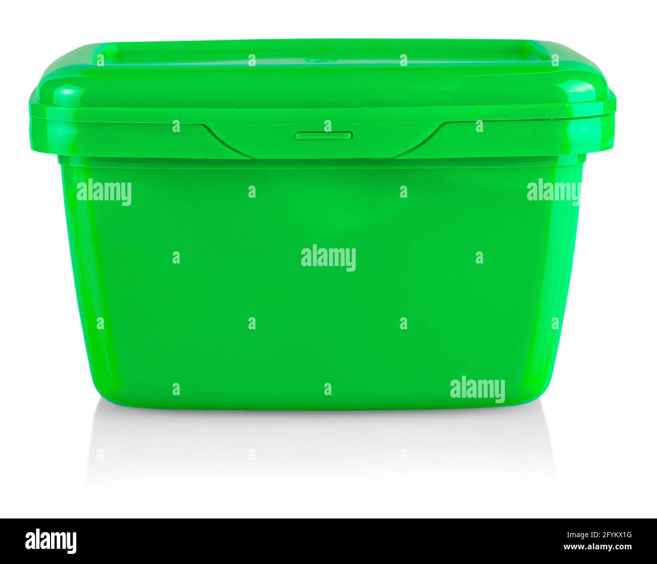 The close up green plastic box with spicy Korean sauce isolated on ...